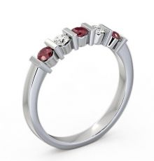 Five Stone Ruby And Diamond 0.41ct Ring Palladium | Lorel Diamonds