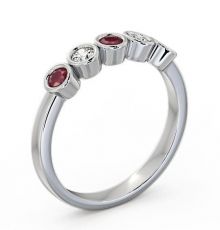 Five Stone Ruby And Diamond 0.41ct Ring Palladium | Lorel Diamonds
