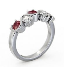 Five Stone Ruby And Diamond 0.90ct Ring Palladium | Lorel Diamonds