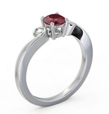 Three Stone Ruby And Diamond 0.75ct Ring Palladium | Lorel Diamonds