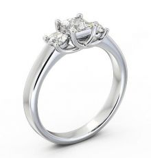 Three Stone Princess Sweeping Prongs Trilogy Ring 18K White Gold ...