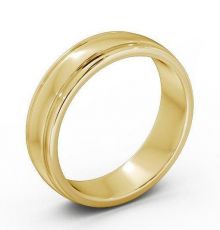 Mens Grooved Wedding Ring 9K Yellow Gold | Lorel Diamonds