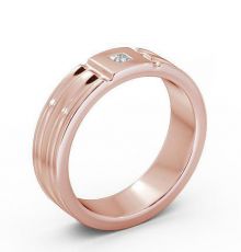 Mens Grooved Princess Diamond Wedding Ring 9K Rose Gold | Lorel Diamonds
