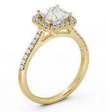 Halo Princess Diamond Engagement Ring 18K Yellow Gold | Lorel Diamonds