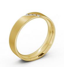Mens 0.06ct Diagonal Channel Set With Matt Finish Ring 18K Yellow Gold ...