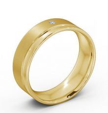 Mens Round Diamond Grooved With Matt Finish Ring 9K Yellow Gold | Lorel ...