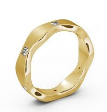 Mens Princess 0.30ct Waving Edge Matt Finish Ring 18K Yellow Gold ...