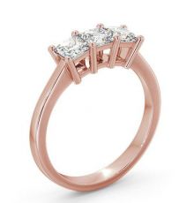 Three Stone Princess Diamond Trilogy Ring 9K Rose Gold | Lorel Diamonds