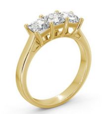 Three Stone Princess Diamond Trilogy Ring 18K Yellow Gold | Lorel Diamonds