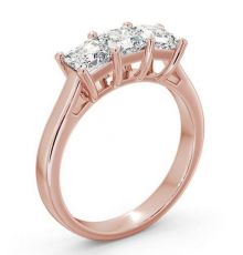 Three Stone Princess Diamond Trilogy Ring 18K Rose Gold | Lorel Diamonds