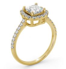 Halo Princess Diamond Dainty Engagement Ring 18K Yellow Gold | Lorel ...