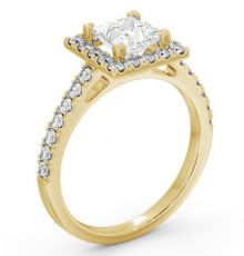 Halo Princess Diamond Elegant Engagement Ring 18K Yellow Gold | Lorel ...
