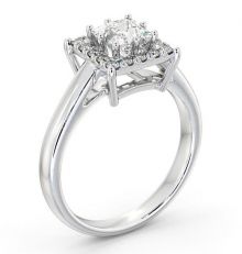 Halo Princess Diamond 8 Prong Engagement Ring 18K White Gold | Lorel ...