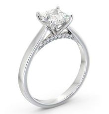 Princess Diamond With Diamond Set Bridge Ring Platinum Solitaire ...