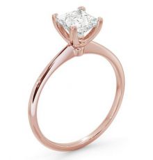 Princess Diamond Dainty Band Engagement Ring 18K Rose Gold Solitaire ...