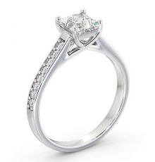Princess Diamond 4 Prong Engagement Ring 18K White Gold Solitaire ...