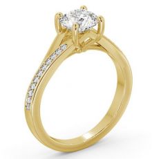 Round Ring 9K Yellow Gold Solitaire Offset Channel Of Side Stones ...