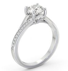 Round Ring Platinum Solitaire With An Offset Channel Of Side Stones ...