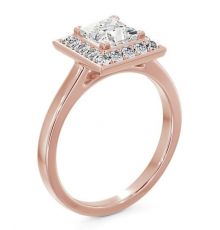 Halo Princess Diamond Engagement Ring 9K Rose Gold | Lorel Diamonds