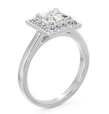 Halo Princess Diamond Engagement Ring Platinum | Lorel Diamonds