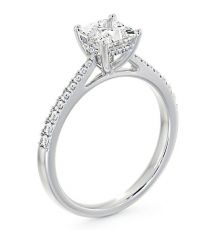 Princess Ring 18K White Gold Solitaire And Diamond Set Rail | Lorel ...