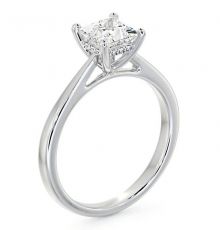 Princess Ring With Diamond Set Rail Palladium Solitaire | Lorel Diamonds