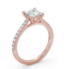 Princess Diamond 4 Prong Engagement Ring 18K Rose Gold Solitaire ...