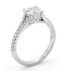 Heart Ring Platinum Solitaire With Offset Side Stones | Lorel Diamonds