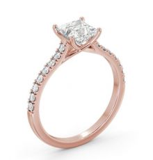 Princess Diamond Trellis Style Engagement Ring 9K Rose Gold Solitaire ...
