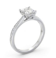 Princess Diamond Tapered Band Engagement Ring Platinum Solitaire ...