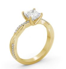 Princess Diamond Crossover Band Ring 18K Yellow Gold Solitaire | Lorel ...