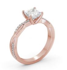 Princess Diamond Crossover Band Ring 18K Rose Gold Solitaire | Lorel ...