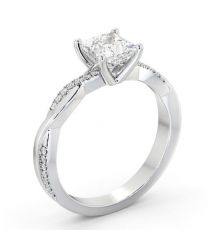 Princess Diamond Crossover Band Engagement Ring Platinum Solitaire ...
