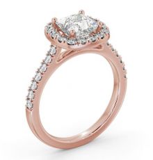 Princess Diamond With Cushion Shape Halo Engagement Ring 9K Rose Gold ...