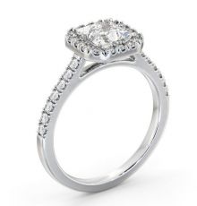 Halo Princess Diamond Traditional Engagement Ring 18K White Gold ...