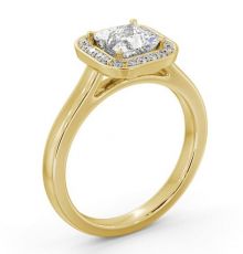 Princess Diamond With Channel Set Halo Engagement Ring 18K Yellow Gold ...