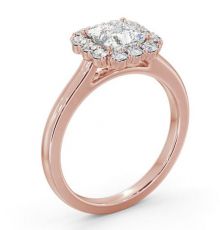 Halo Princess Diamond Elegant Style Engagement Ring 9K Rose Gold ...