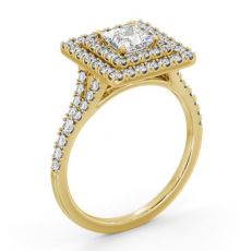 Double Halo Princess Diamond Engagement Ring 18K Yellow Gold | Lorel ...