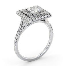 Double Halo Princess Diamond Engagement Ring Platinum | Lorel Diamonds