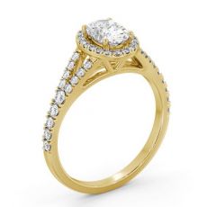 Halo Oval Diamond Split Band Engagement Ring 18K Yellow Gold | Lorel ...