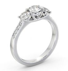Miesha Three Stone Round Sweeping Prongs Ring With Side Stones