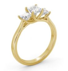 Three Stone Princess Sweeping Prongs Trilogy Ring 18K Yellow Gold ...