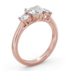Three Stone Heart With Round Diamond Trilogy Ring 18K Rose Gold | Lorel ...