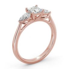 Three Stone Princess And Pear Diamond Trilogy Ring 9K Rose Gold | Lorel ...