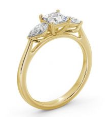 Three Stone Princess And Pear Diamond Trilogy Ring 18K Yellow Gold ...
