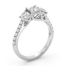 Three Stone Princess And Round Ring 18K White Gold With Side Stones ...