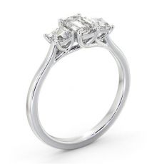 Three Stone Emerald And Princess Diamond Trilogy Ring 18K White Gold ...