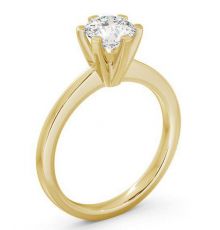 Round Diamond High Set Engagement Ring 18K Yellow Gold Solitaire ...