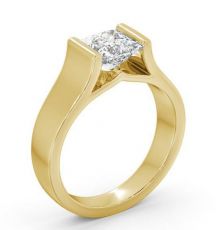 Princess Diamond Wide Band Engagement Ring 18K Yellow Gold Solitaire ...
