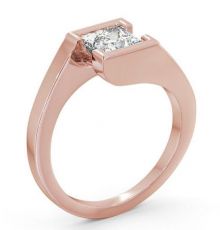 Princess Diamond Open Bezel Engagement Ring 9K Rose Gold Solitaire ...
